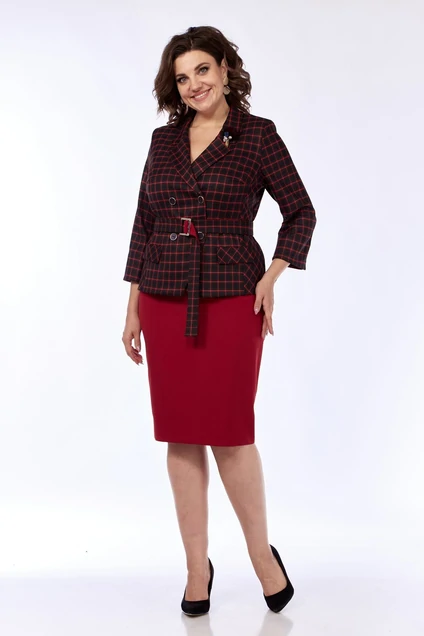 Костюм с юбкой 1146-1 черный + красный Milora купить в интернет магазине Велесмода